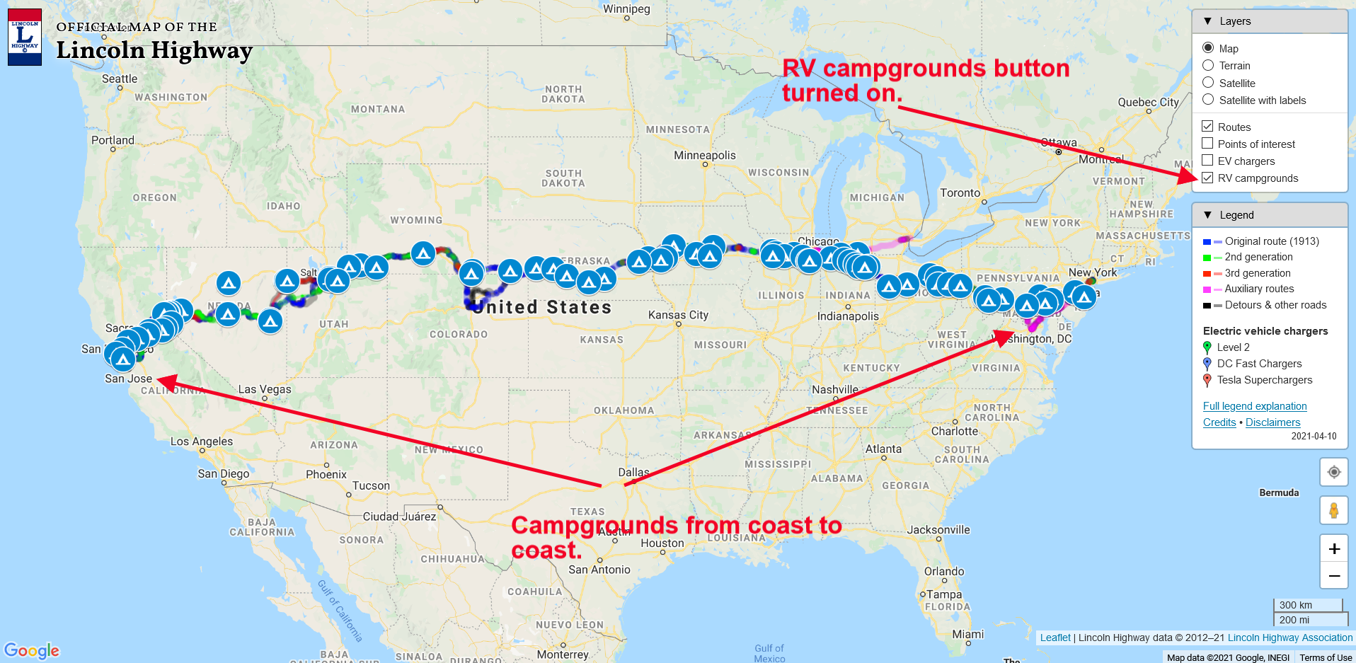 The online Lincoln Highway map now includes RV campgrounds! – Lincoln ...